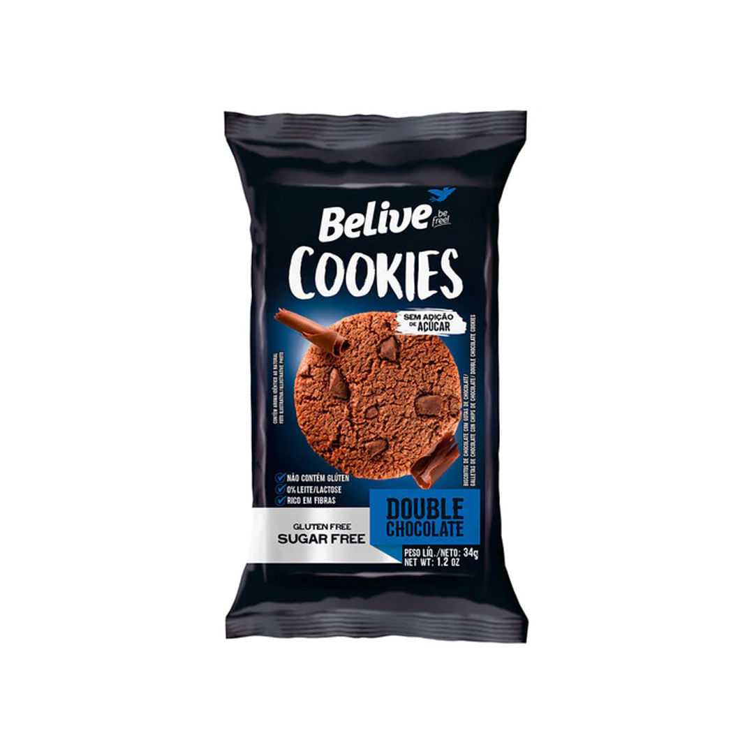 Biscoito Cookies Belive Sem Açúcar Sem Glúten Chocolate 34g