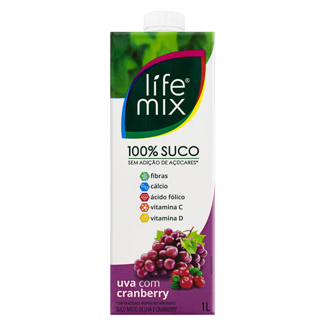 Suco Misto Life Mix 100% Uva E Cramberry 1l